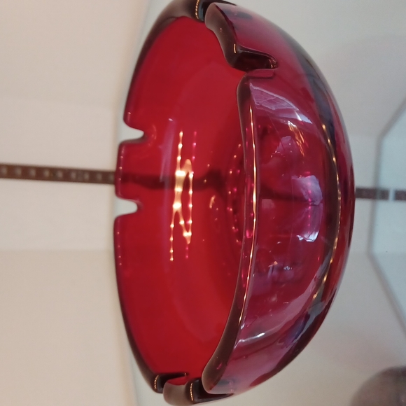 Other | Mid Century Modern Ruby Red Heavy Ashtray | Poshmark